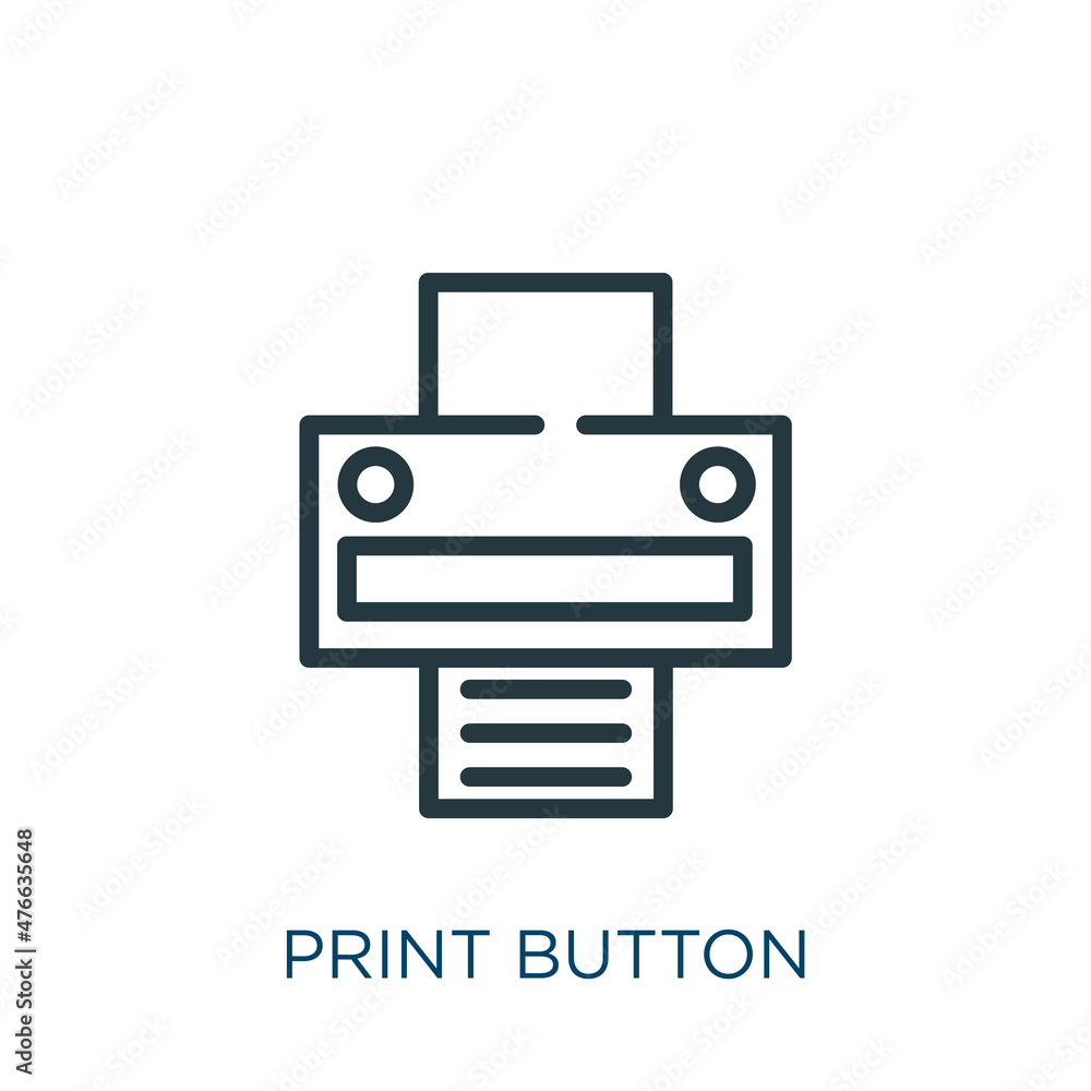 print button thin line icon. button, document linear icons from tools ...