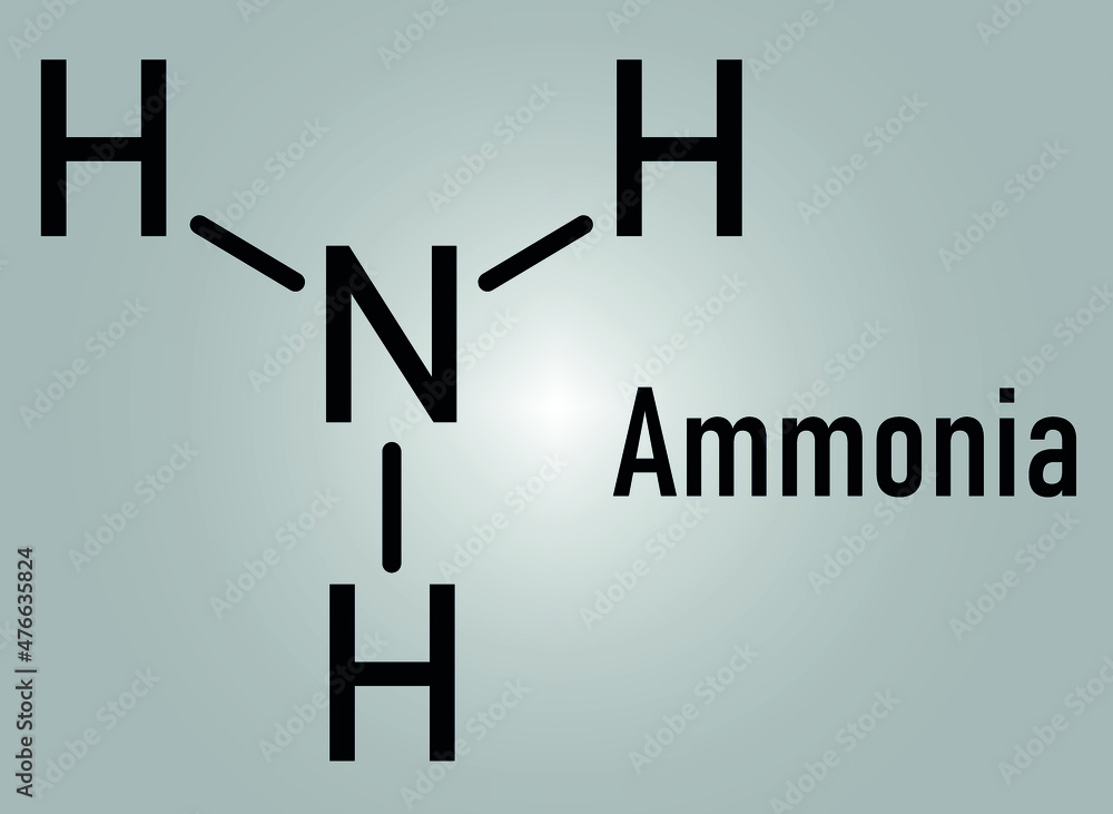 Ammonia, NH3, molecule. Skeletal formula. Stock Vector | Adobe Stock