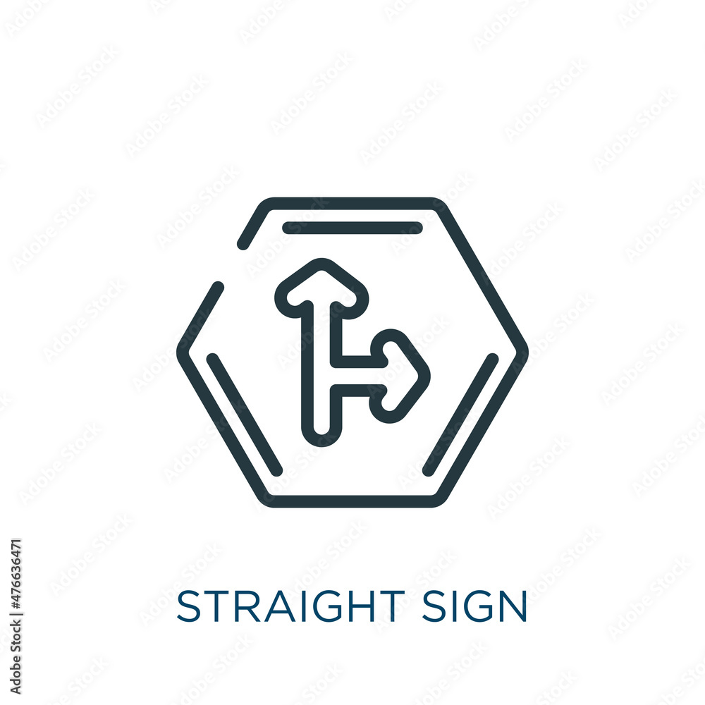 straight sign thin line icon. straight, way linear icons from traffic ...