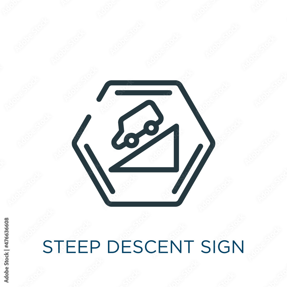 steep descent sign thin line icon. road, traffic linear icons from ...