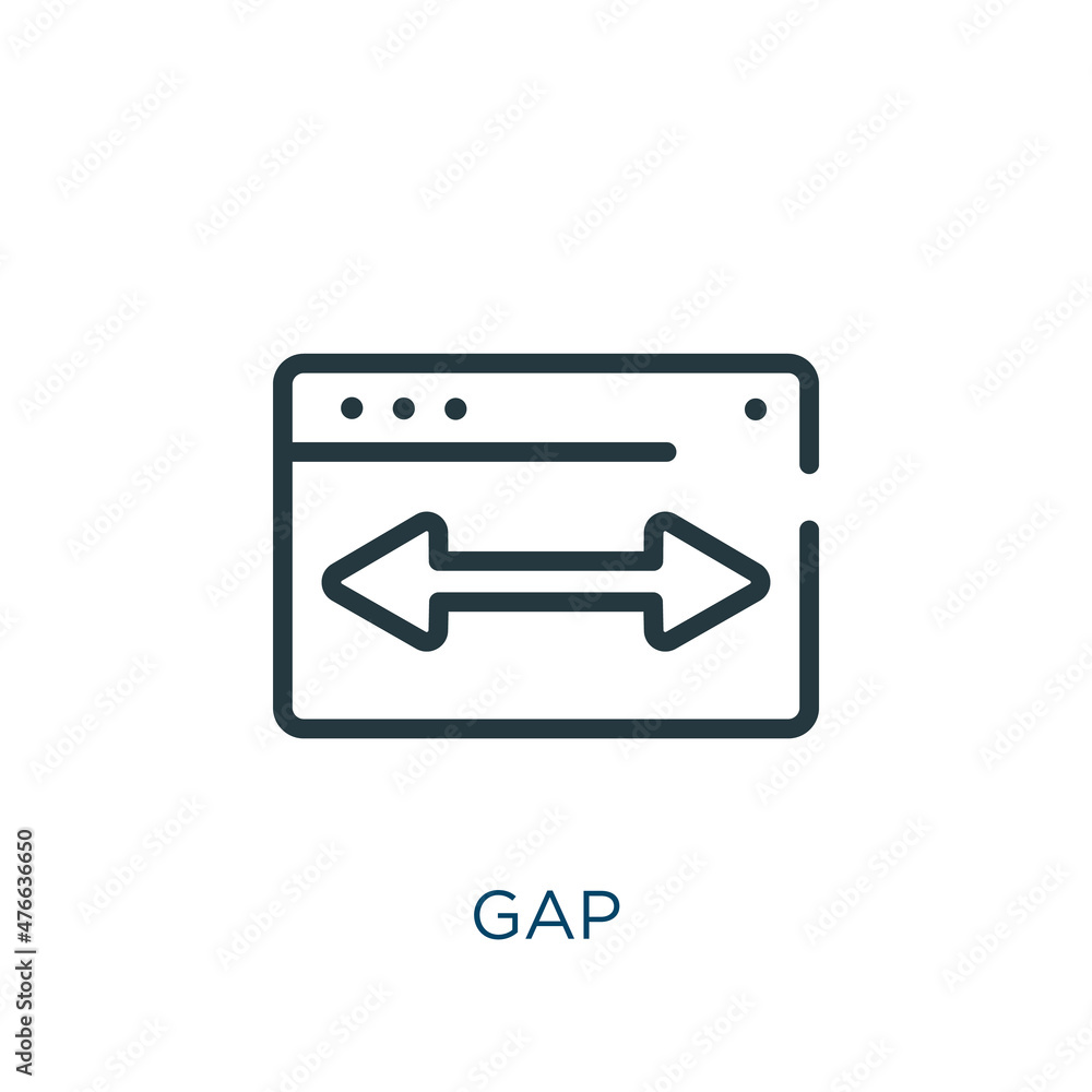 gap thin line icon. gaps, find linear icons from user interface concept ...