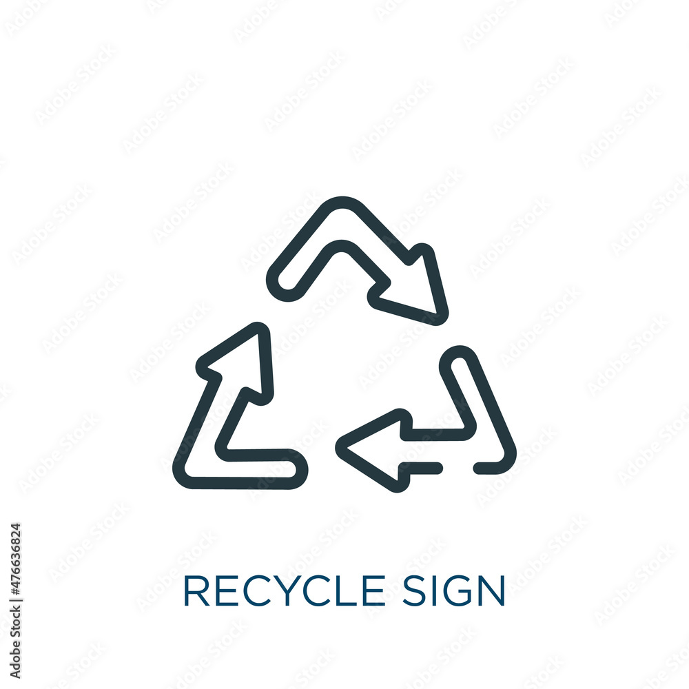 recycle sign thin line icon. recycling, arrow linear icons from user interface concept isolated ...