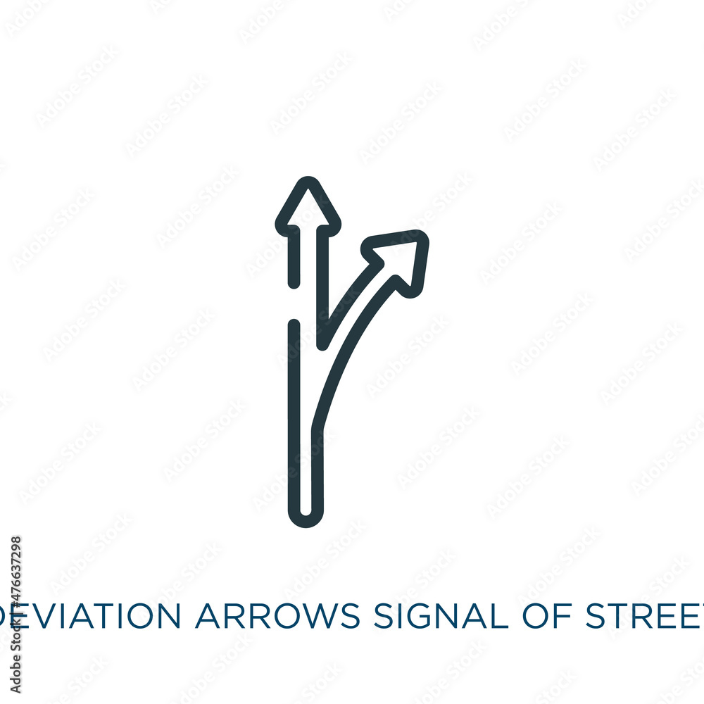 deviation arrows signal of street thin line icon. deviation arrows, air ...