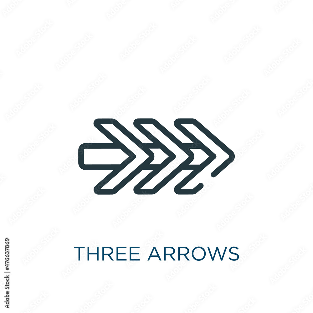 three arrows thin line icon. arrow, three linear icons from user ...
