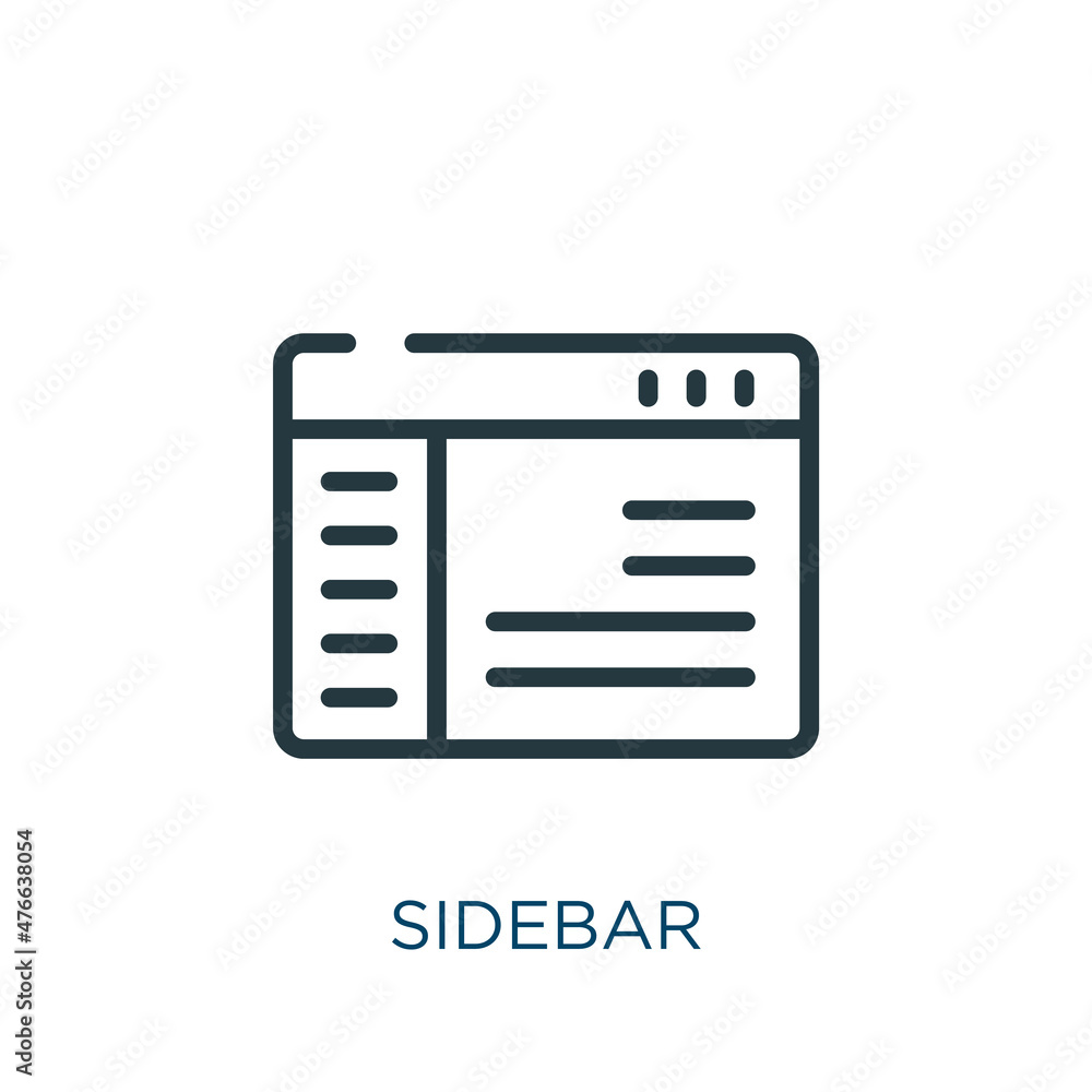 sidebar thin line icon. template, navigation linear icons from user ...