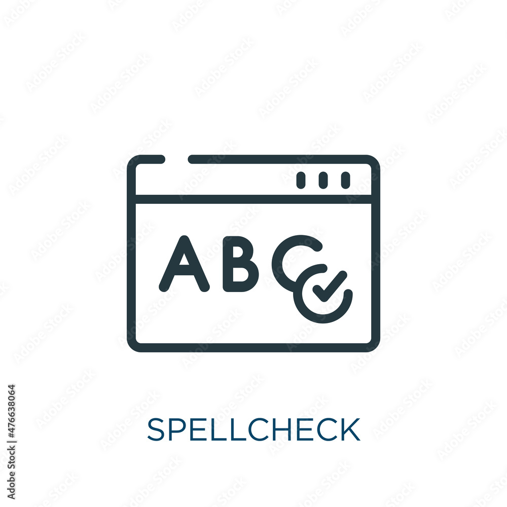 spellcheck thin line icon. vector, illustration linear icons from user ...