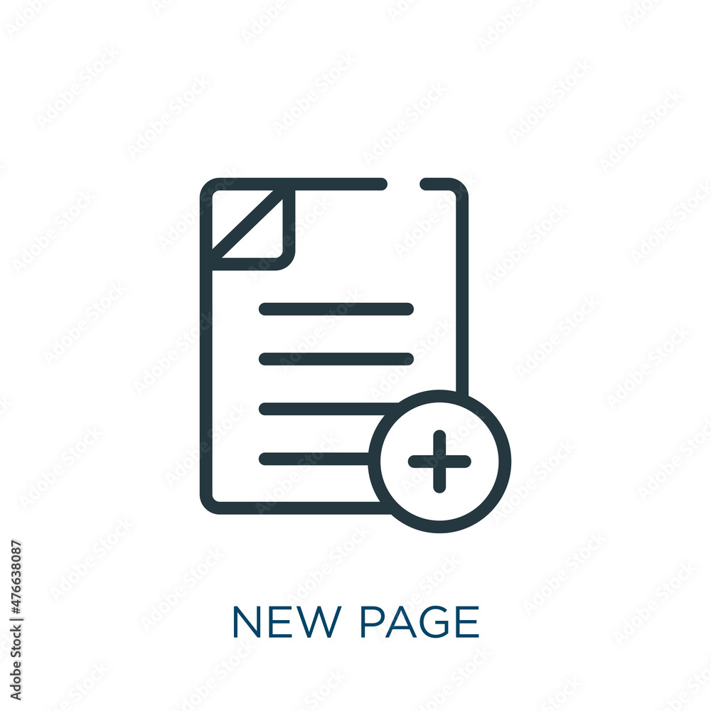 new page thin line icon. new, page linear icons from user interface ...