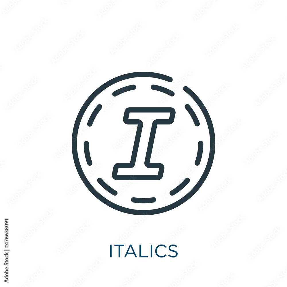 italics thin line icon. typography, italic linear icons from user ...