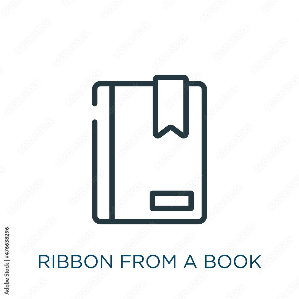 ribbon from a book thin line icon. ribbon, school linear icons from ...