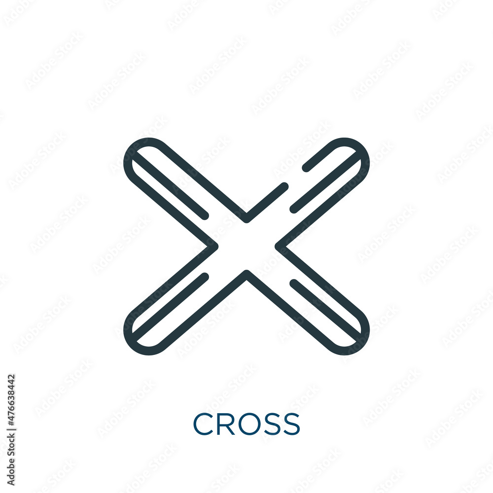 cross outline thin line icon. cross, button linear icons from user ...