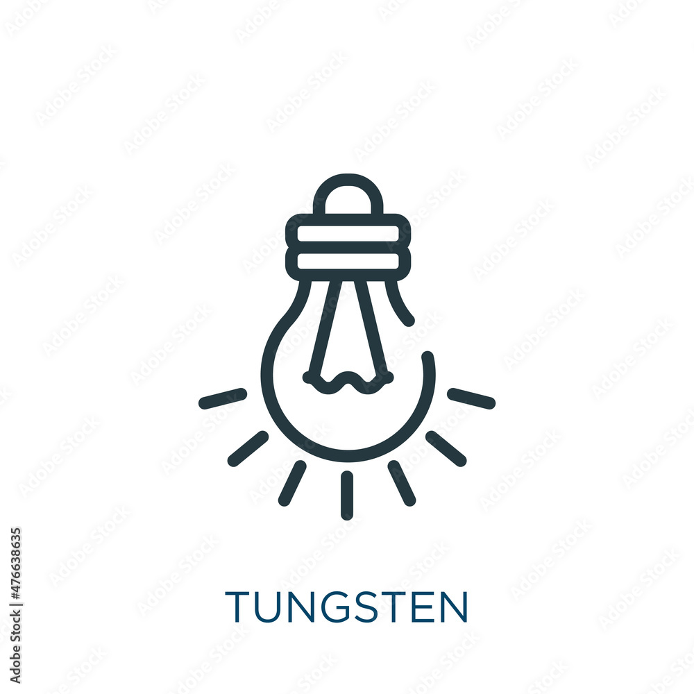 tungsten thin line icon. fluorescent, light linear icons from user ...