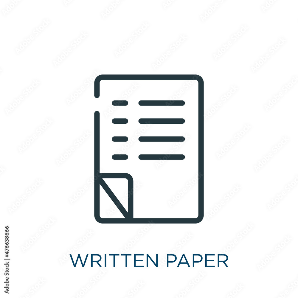 written paper thin line icon. paper, communication linear icons from ...