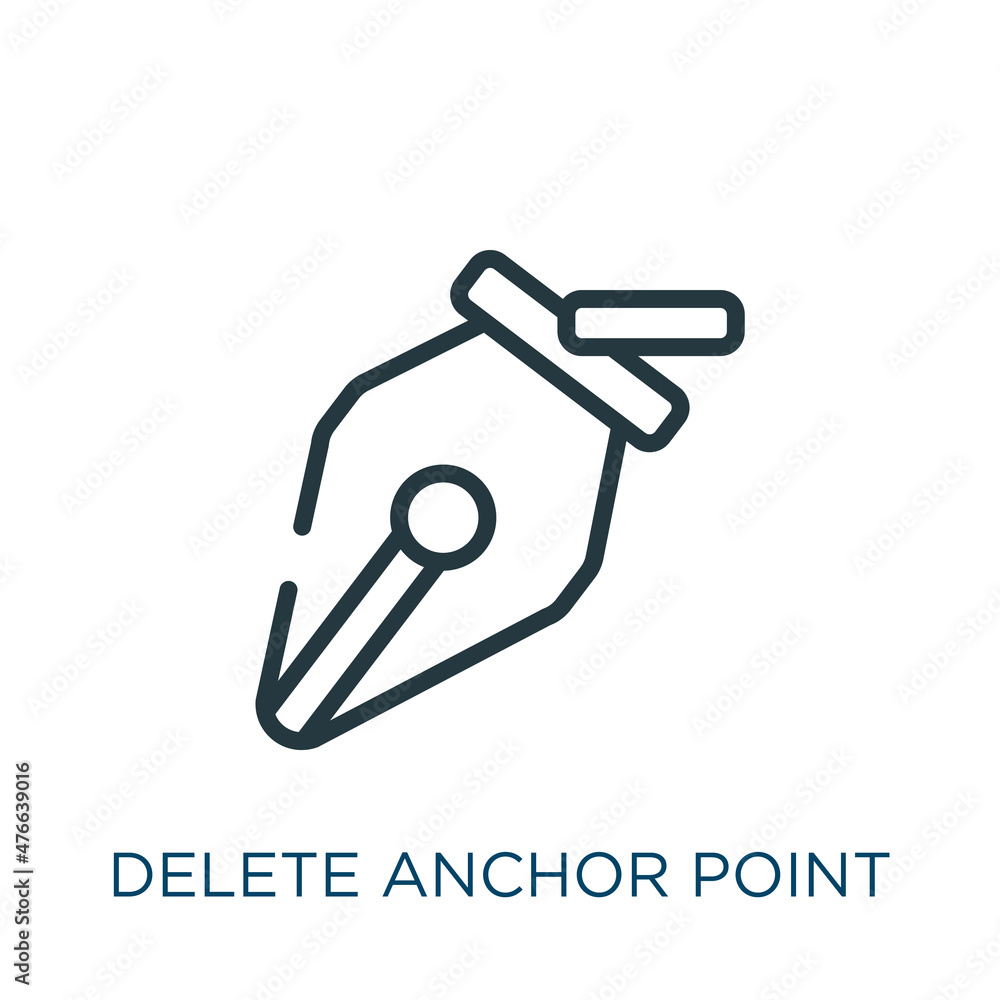 Vetor de delete anchor point thin line icon. logotype, delete linear icons from user interface ...