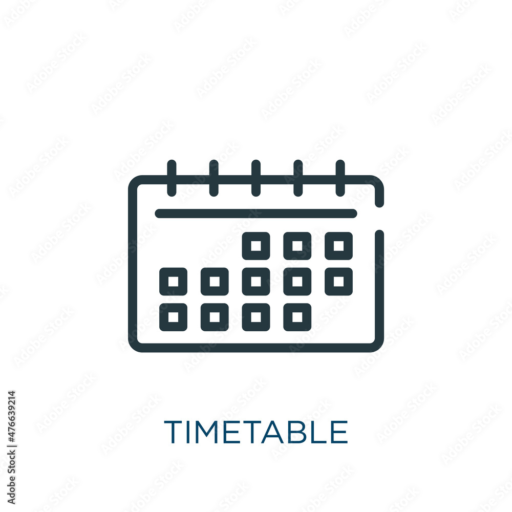 timetable thin line icon. schedule, agenda linear icons from user ...