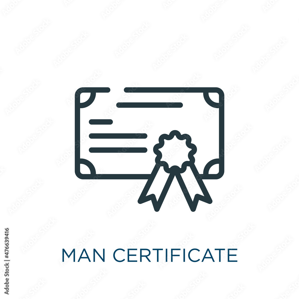 man certificate thin line icon. man, people linear icons from user ...