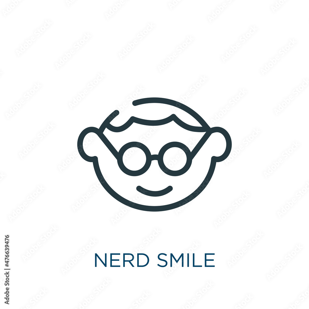 nerd smile thin line icon. nerd, smile linear icons from user interface ...