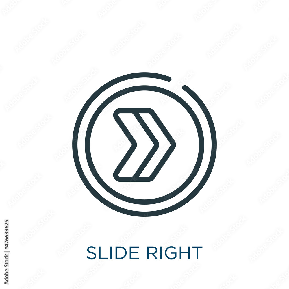 slide right thin line icon. slide, right linear icons from user ...