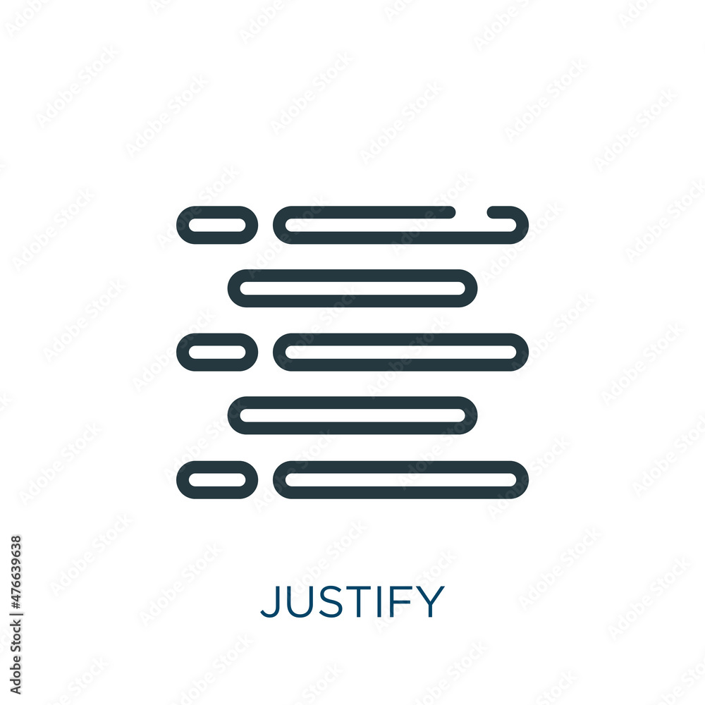 justify thin line icon. text, align linear icons from user interface concept isolated outline ...