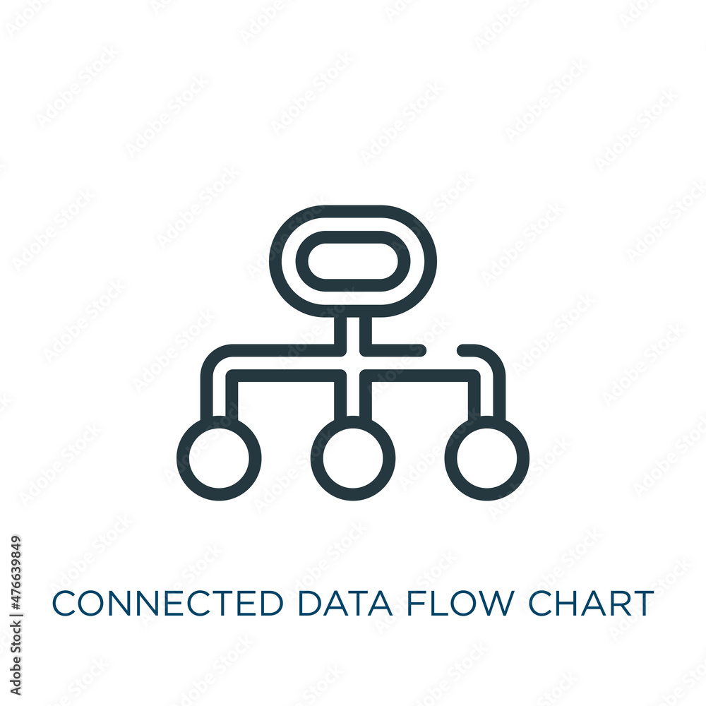 Vecteur Stock connected data flow chart thin line icon. data ...
