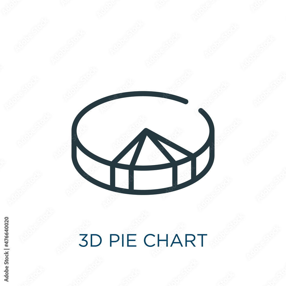 3d pie chart thin line icon. data, diagram linear icons from user interface concept isolated ...