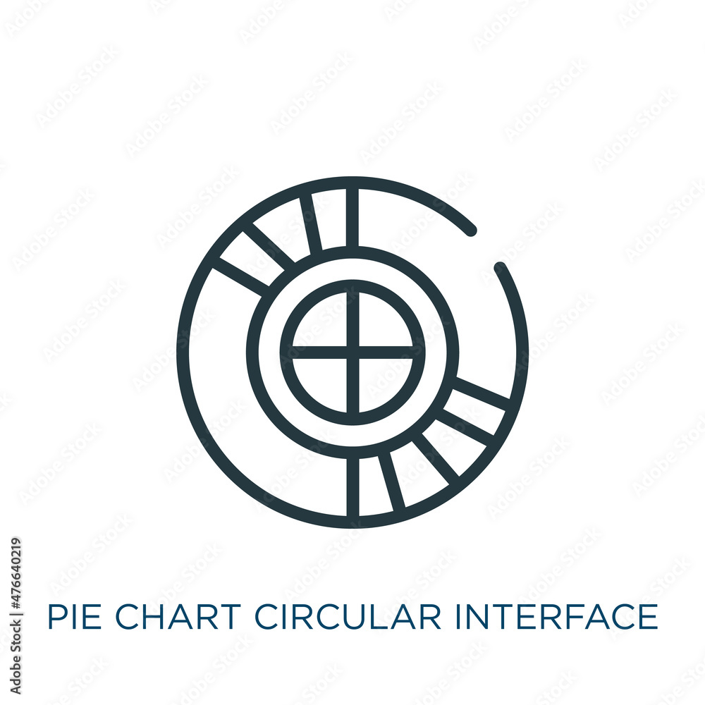 pie chart circular interface thin line icon. infographic, pie linear icons from user interface ...
