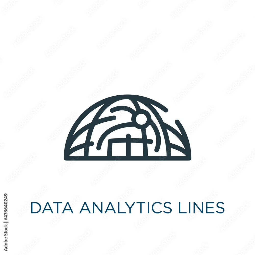 data analytics lines on spherical grid thin line icon. user interface, sparkle linear icons from ...