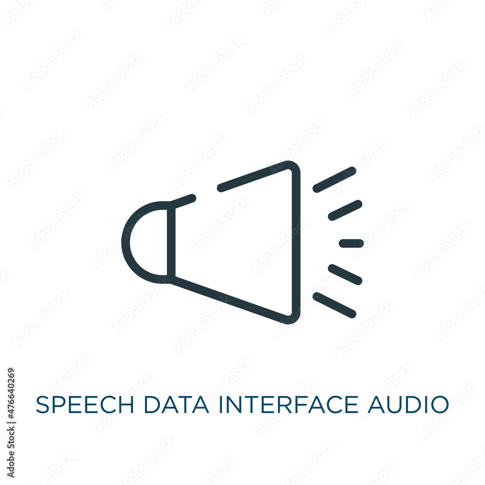 speech data interface audio thin line icon. voice, interface linear ...