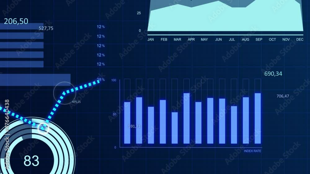Business concept with financial charts and growth bonds progress bars ...
