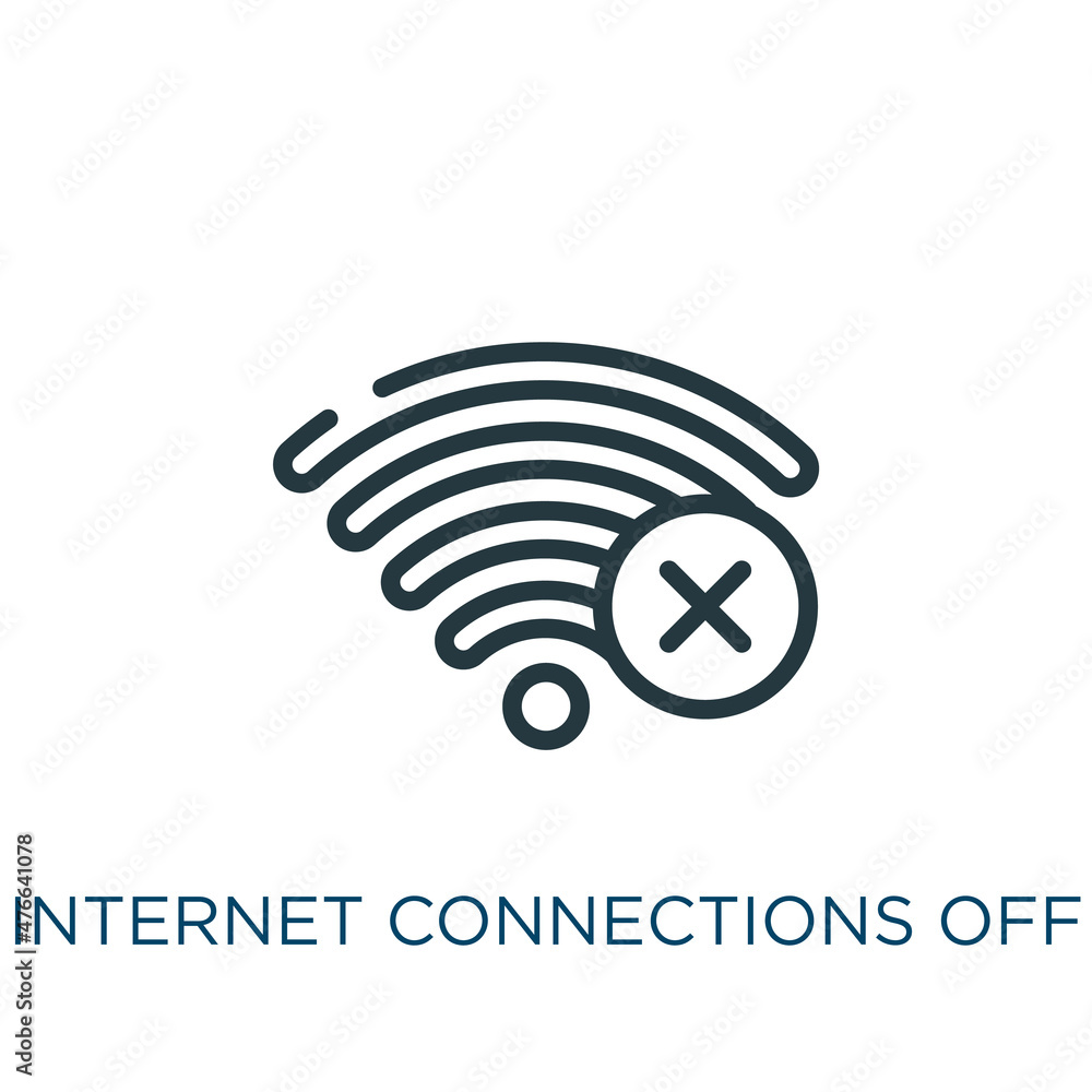 internet connections off thin line icon. internet, switch linear icons ...
