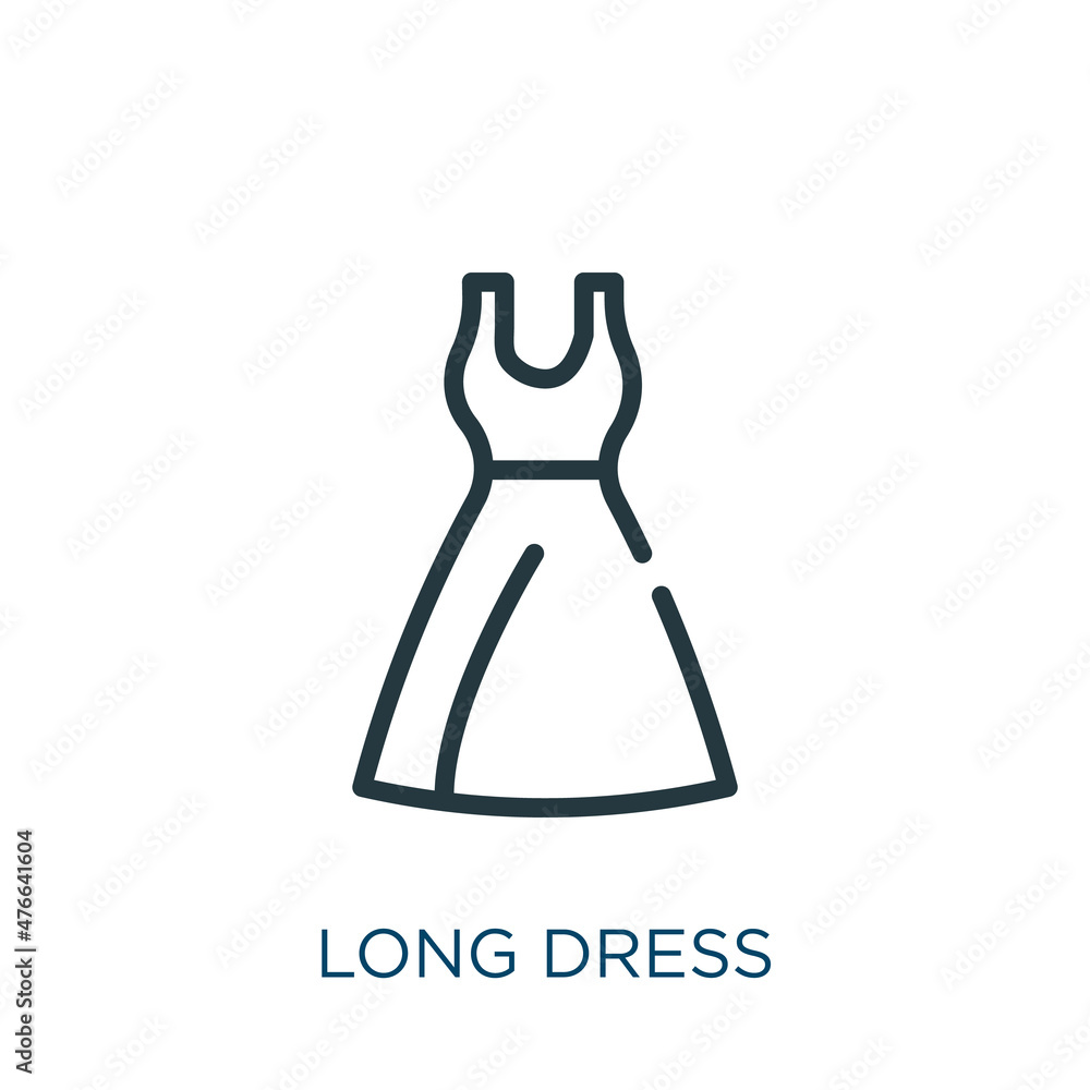 long dress thin line icon. dress, girl linear icons from woman clothing ...