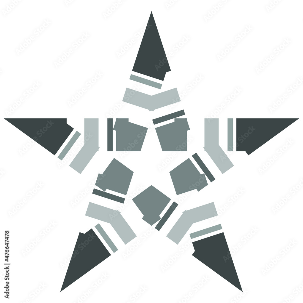 Five point star shape - sign symbol icon decomposed - vector ...