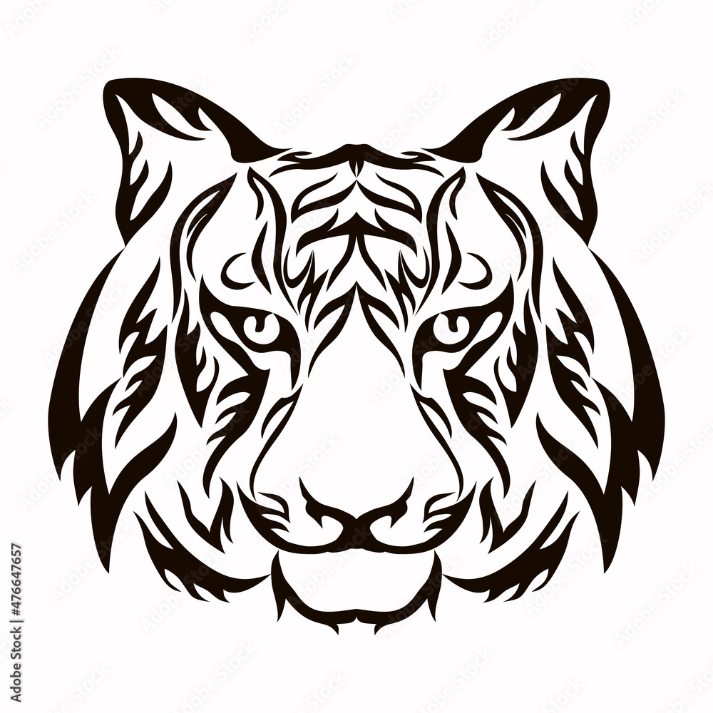 The tiger - a symbol of the Chinese new year. Black stencil - sign of ...