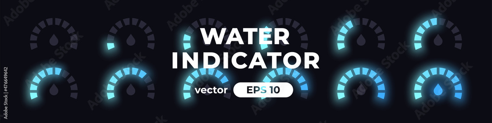 Water meter. Water level indicator. Loading circle with percentage ...
