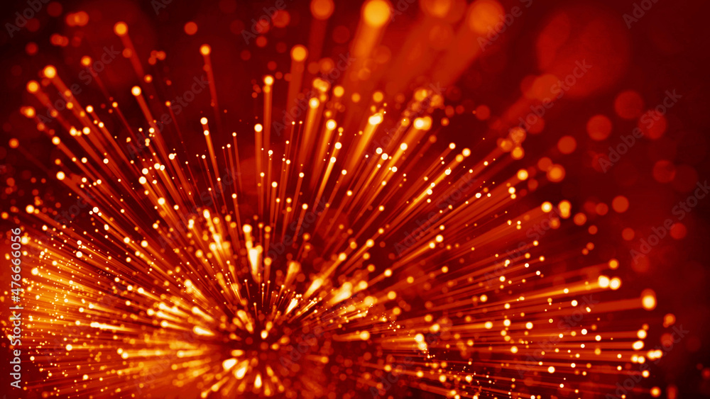 3d rendering of abstract red fiery background with glowing particles ...