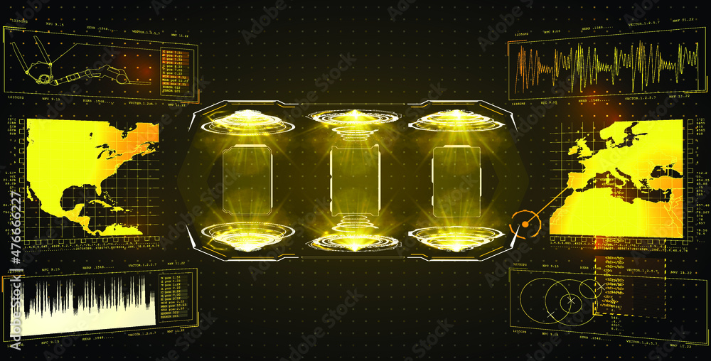 Futuristic Vector HUD Interface Screen Design. Digital callouts titles ...