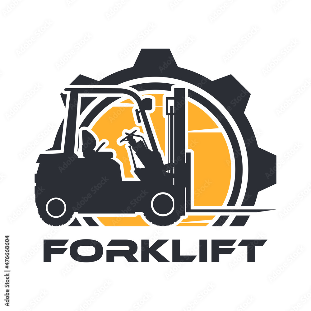 Heavy machinery label with forklift silhouette Stock Vector | Adobe Stock