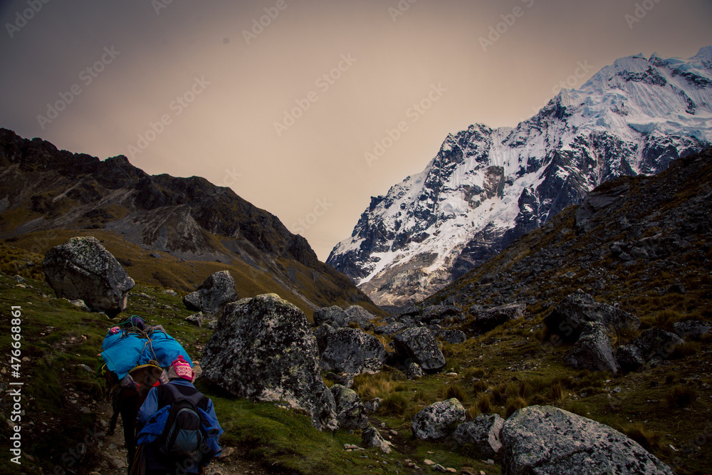 hiking trail in the Andes mountains in Peru Stock Photo | Adobe Stock