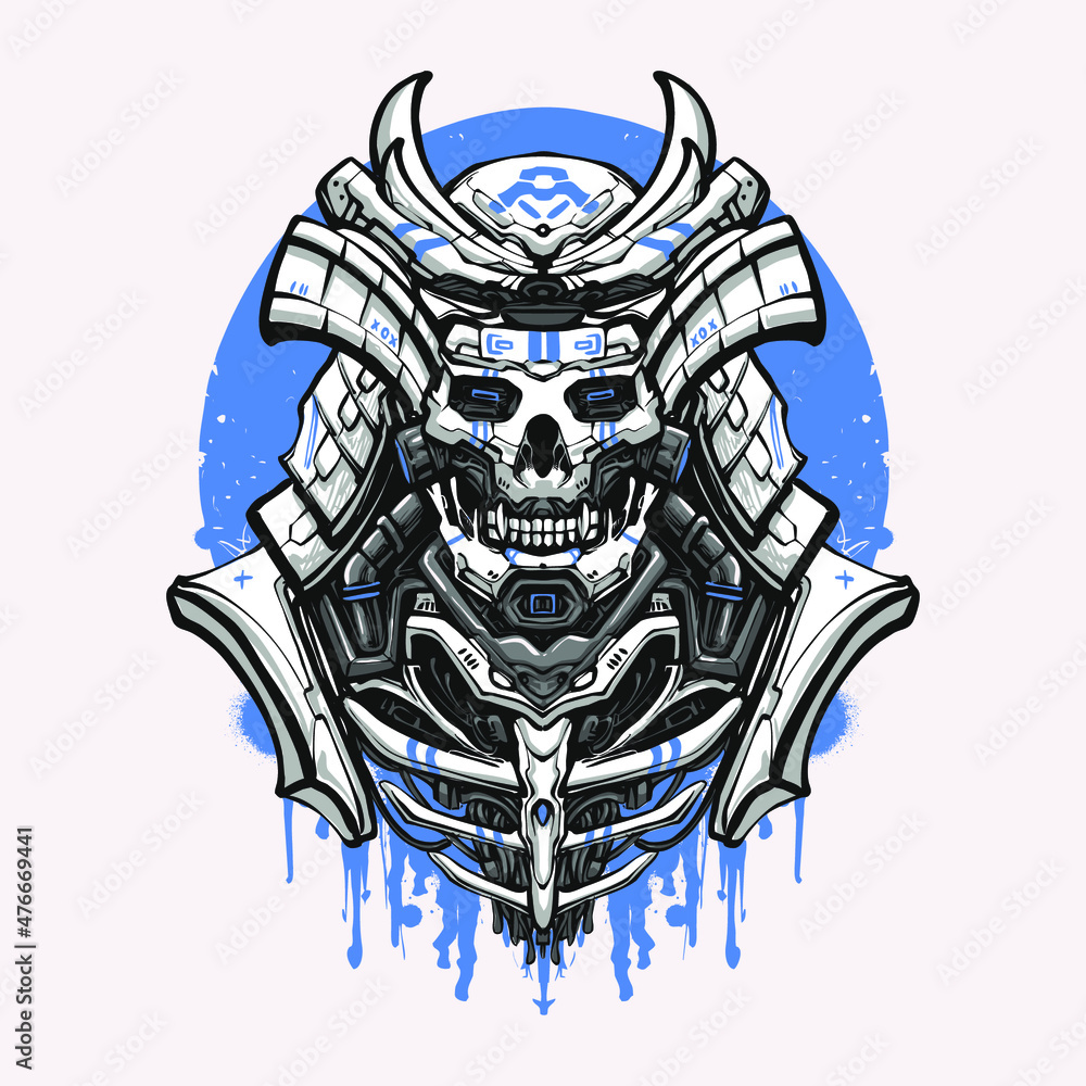 the japanese samurai robot illustration Stock Vector | Adobe Stock