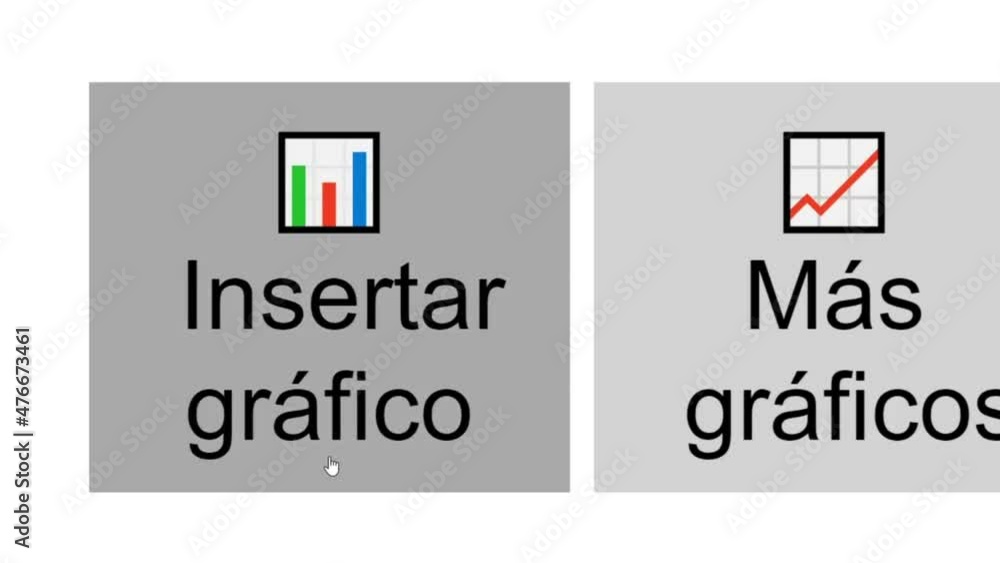 Spanish Cursor Slides Over And Clicks Insert Chart In Spreadsheet Mouse Pointer On Device