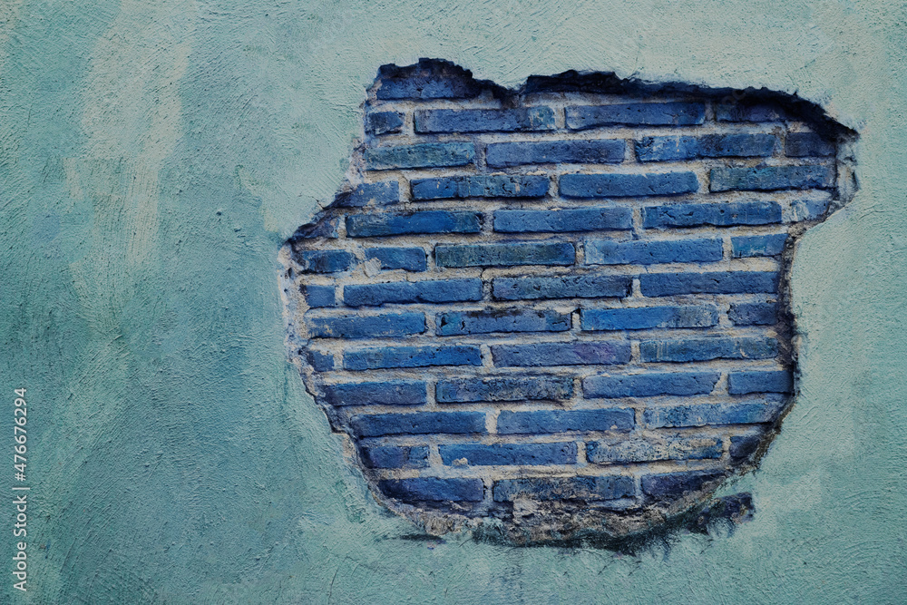 Old blue wall texture with cracks of bricks. for the backdrop Stock ...