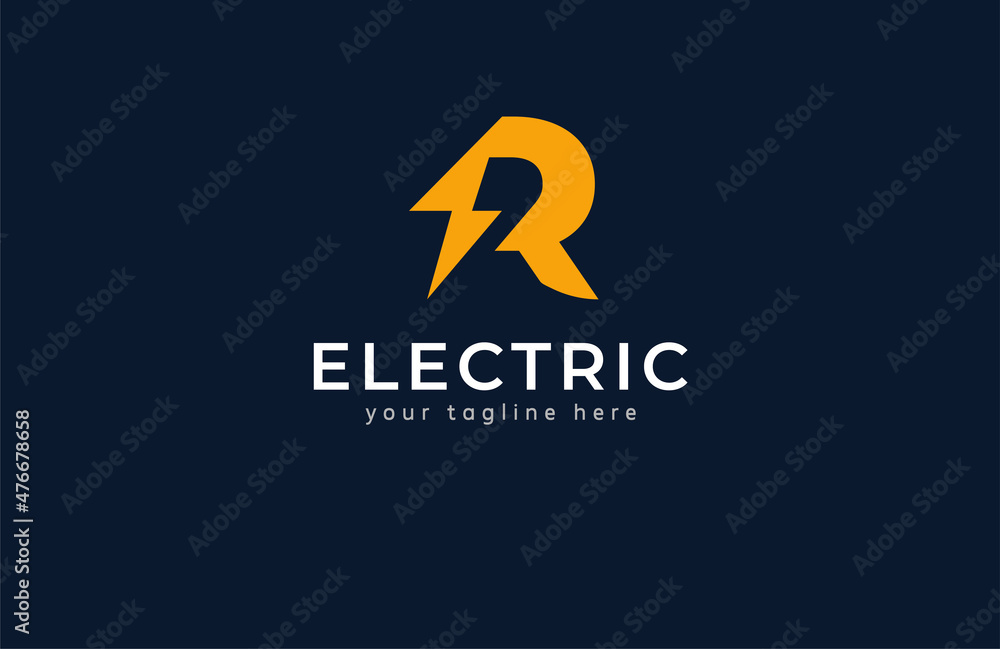 Vecteur Stock Initial Letter R Electric Logo. letter R with thunder ...
