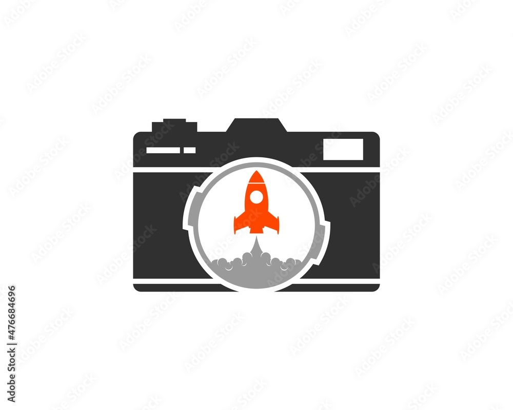 Camera with rocket launch inside Stock Vector | Adobe Stock
