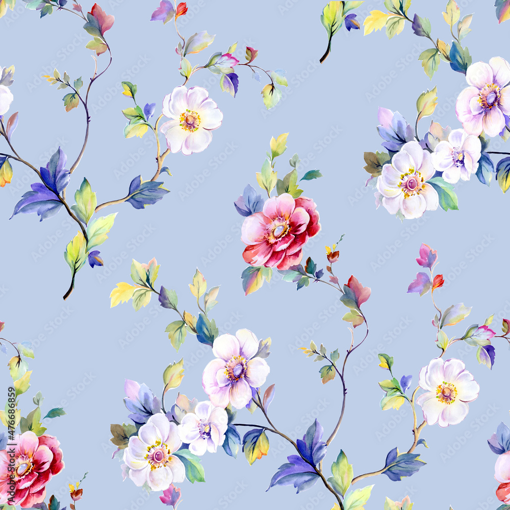 Flowers watFlowers watercolor illustration.Manual composition.Seamless ...