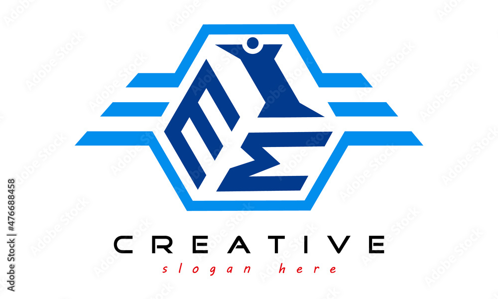 emblem badge with wings EIM letter logo design vector, business logo ...