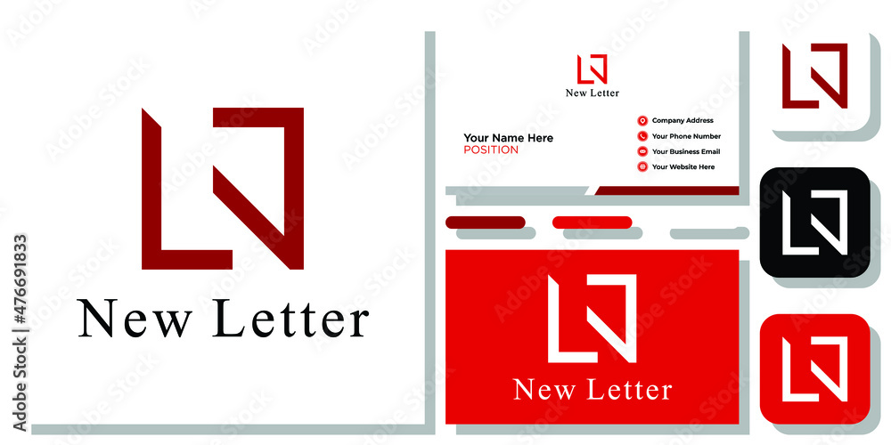 new letter symbol initial alphabet abstract with business card template ...
