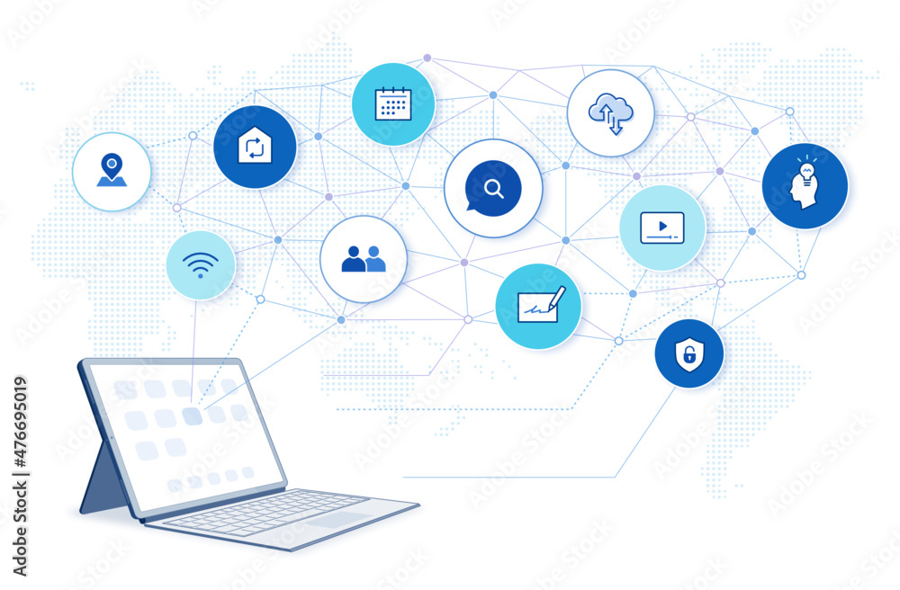 digital network connection: internet of things, seo, online education ...