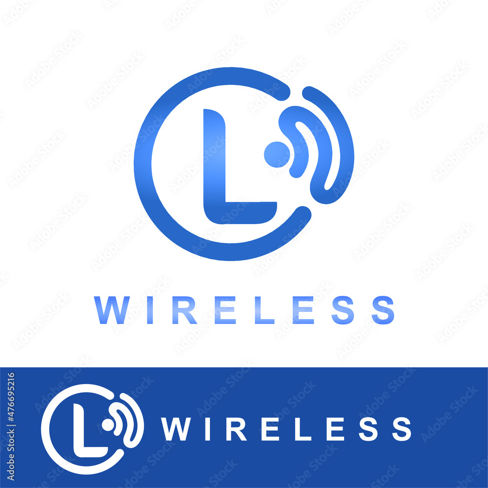 Modern Flat Initial l Letter with Signal Wireless Symbol for ...