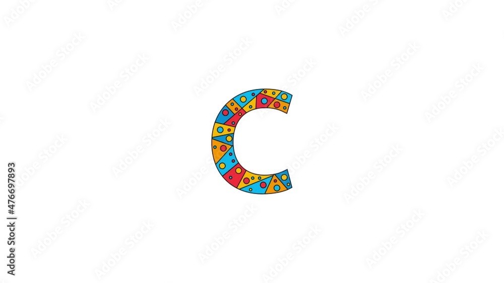 Letter C. Animated unique font made of circles and triangles, polygons ...