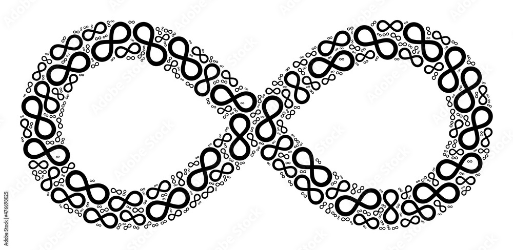 Vector infinity icon mosaic. Infinity mosaic is designed of scattered ...