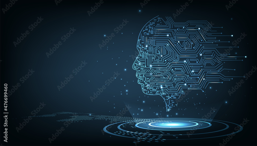 Electronic brain and Concept of artificial intelligence(AI).Graphic of ...